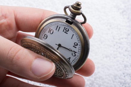 Retro Style Pocket Watch Hand On Editorial Stock Photo - Stock Image ...