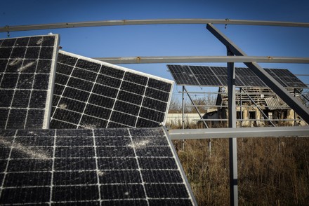Damaged Solar Panels Retaken Town Yampil Editorial Stock Photo - Stock ...