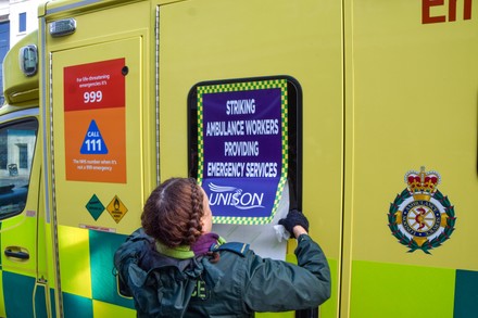 Ambulance Worker Sticks Strike Poster On Editorial Stock Photo - Stock ...