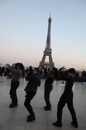 People Dance Front Eiffel Tower On Editorial Stock Photo - Stock Image ...