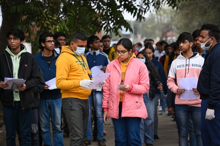 Students Outside Examination Centre Before Appearing Editorial Stock ...