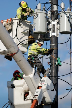 Powerline Maintenance Teams Worked Throughout Day Editorial Stock Photo ...