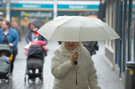Shopper Her Umbrella On Wet Day Editorial Stock Photo - Stock Image ...