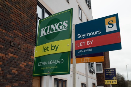 Row Let Signs Outside Apartments Egham Editorial Stock Photo - Stock ...