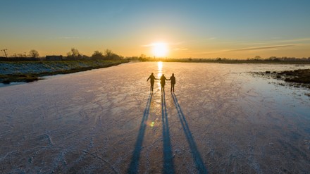 People Skating On Frozen Fen Near Editorial Stock Photo - Stock Image ...
