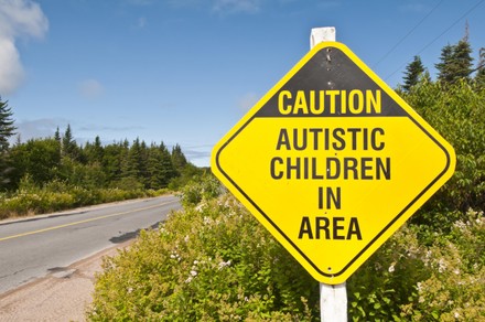 Caution Autistic Children Area Road Sign Editorial Stock Photo - Stock ...