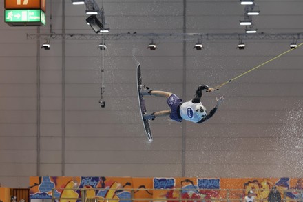 Wakeboard Stunt Lift Jump Demonstration Hall Editorial Stock Photo ...