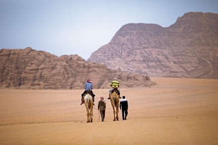 Riders On Camelid Camelidae Desert Rear Editorial Stock Photo - Stock ...