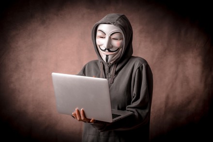Man Wearing Anonymous Mask Sweatshirt Looking Editorial Stock Photo ...