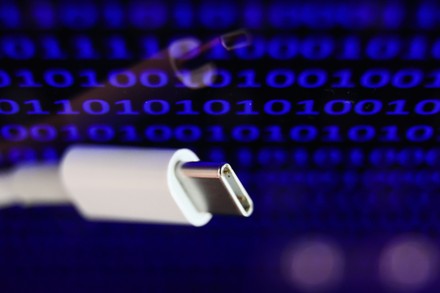Usbc Cable Binary Code Displayed On Editorial Stock Photo - Stock Image ...