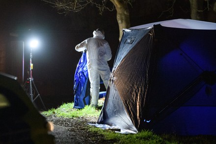 Forensic Investigator Stands Next Police Tent Editorial Stock Photo ...