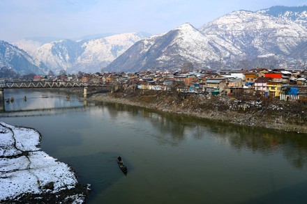Boatmen Catch Fish River Jehlum Snow Editorial Stock Photo - Stock ...