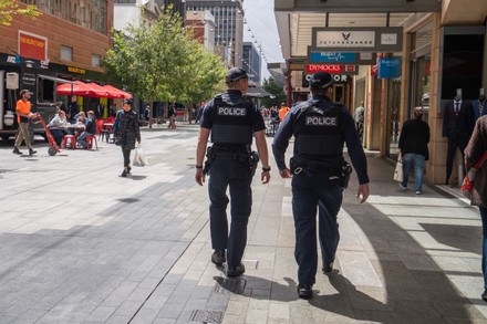 South Australia Police Officers Walking Rundle Editorial Stock Photo ...