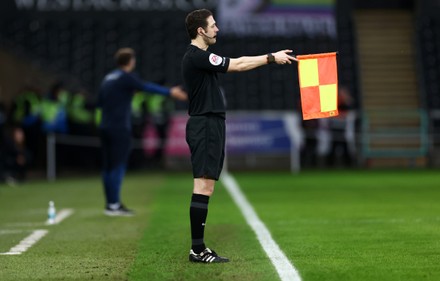 Linesman Holds His Flag Offside Editorial Stock Photo - Stock Image ...