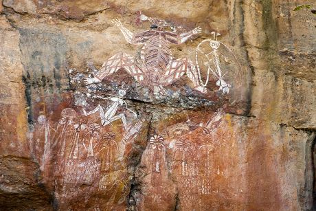 Aboriginal Rock Carvings Lightning Man Nourlangie Editorial Stock Photo ...