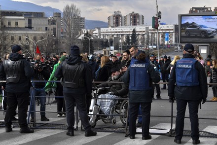 Macedonian Police Officers Secure Area Around Editorial Stock Photo ...