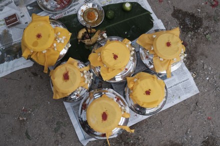 Pots Milk Seen Prepared Ritual Offering Editorial Stock Photo - Stock ...