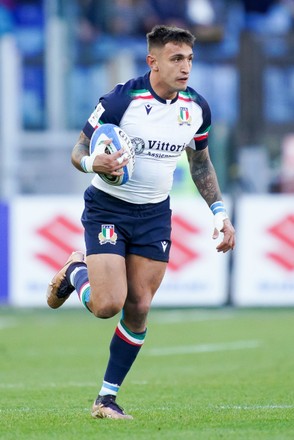 Ange Capuozzo Italy Celebrates Scoring Try Editorial Stock Photo ...