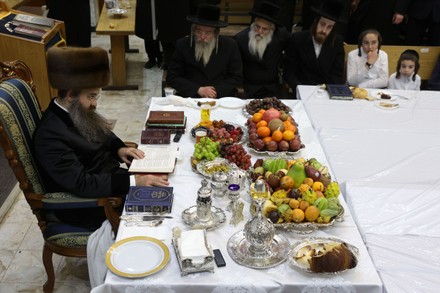 Ultraorthodox Jews Sit Their Rabbis Around Editorial Stock Photo ...
