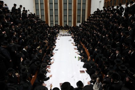 Ultraorthodox Jews Sit Their Rabbis Around Editorial Stock Photo ...