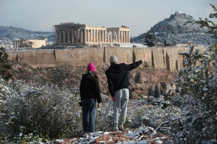 People Look Acropolis Filopappou Hill Athens Editorial Stock Photo ...