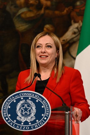 Italian Prime Minister Giorgia Meloni Welcomes Editorial Stock Photo ...