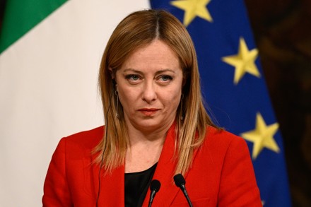 Italian Prime Minister Giorgia Meloni Welcomes Editorial Stock Photo ...