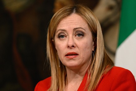 Italian Prime Minister Giorgia Meloni Welcomes Editorial Stock Photo ...