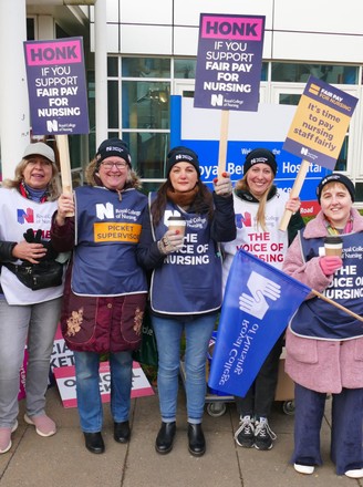 Nurses On Picket Line Outside Royal Editorial Stock Photo - Stock Image ...