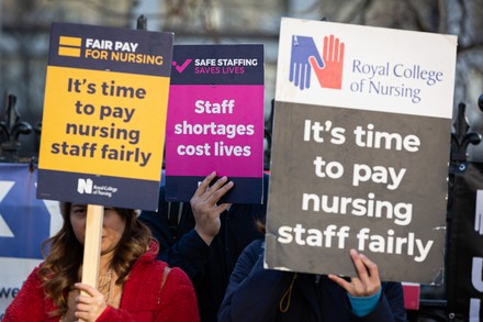 Nurses Hold Placards Expressing Their Opinion Editorial Stock Photo ...