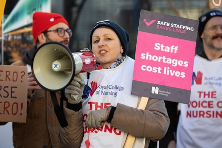 Nurse Megaphone Holds Placard During Demonstration Editorial Stock ...