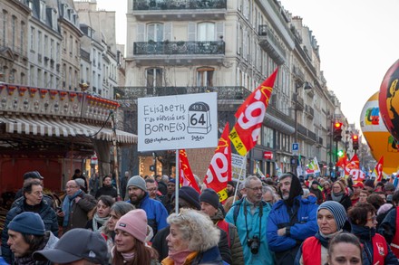 Strikes Demonstrations Paris On 7 February Editorial Stock Photo ...