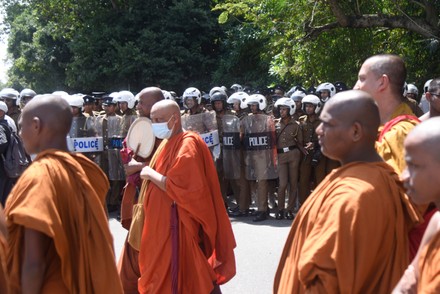 Buddhist Monks Sri Lanka Protesting Front Editorial Stock Photo - Stock ...