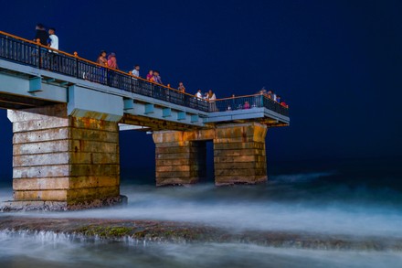 People Enjoy Night View Colombo Bridge Editorial Stock Photo - Stock ...