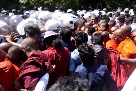 Buddhist Monks Clashes Police Officers During Editorial Stock Photo ...