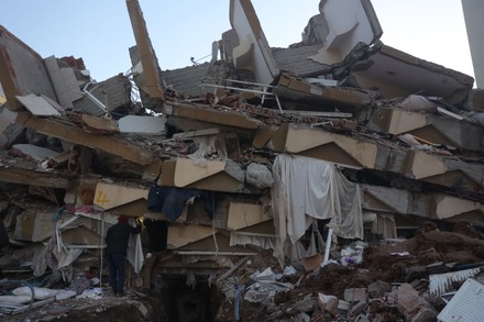 Man Stands Among Rubble Collapsed Building Editorial Stock Photo ...