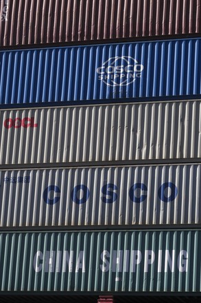 Shipping Containers Stacked Long Beach Container Editorial Stock Photo ...
