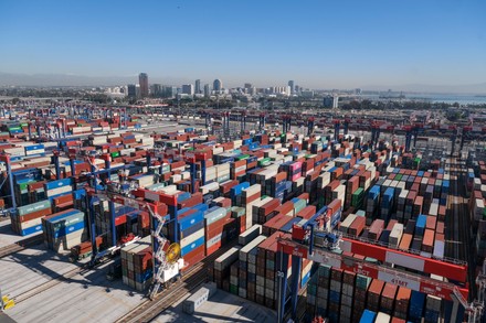 Stacked Shipping Containers Wait Move By Editorial Stock Photo - Stock ...