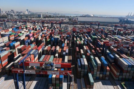 Stacked Shipping Containers Wait Move By Editorial Stock Photo - Stock ...