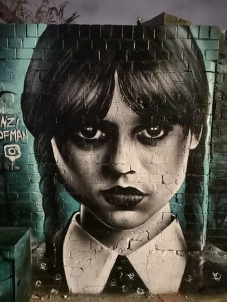 Wednesday Adams Artwork On Walls Brick Editorial Stock Photo - Stock ...