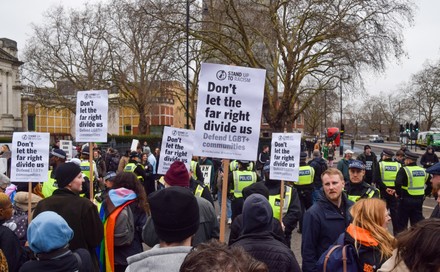 Prolgbtq Rights Protesters Hold Antifarright Placards Editorial Stock ...