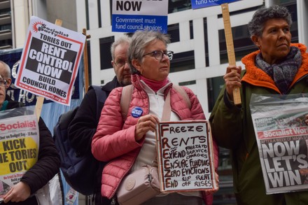 Protester Holds Freeze Rents Placard During Editorial Stock Photo ...