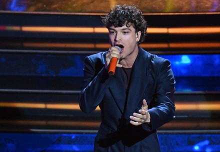 Italian Singer Sethu Performs During Sanremo Editorial Stock Photo ...