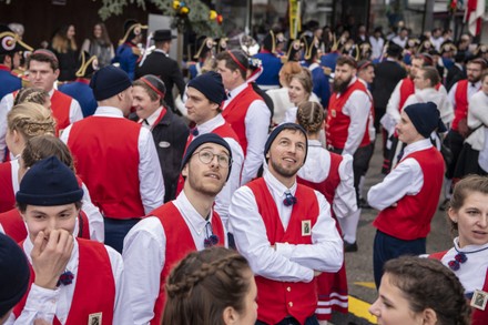 Traditional Costumed People Alpine Dairymen Participate Editorial Stock ...