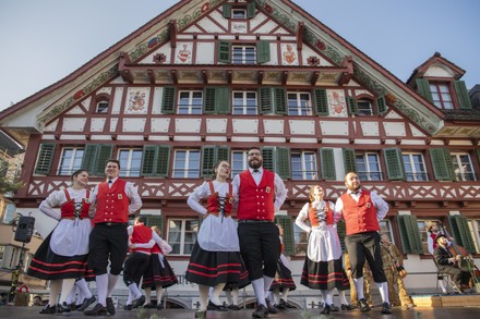 Traditional Costumed People Alpine Dairymen Dance Editorial Stock Photo ...