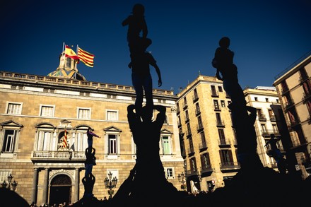 Castellers Build Human Pillars During Diada Editorial Stock Photo ...