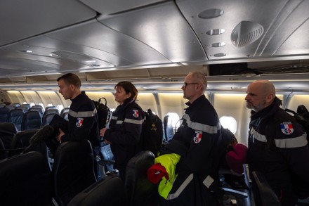 Rescue Teams Seen On Board Plane Editorial Stock Photo - Stock Image ...