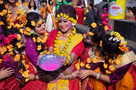 Women Wearing Traditional Dresses Floral Ornaments Editorial Stock ...