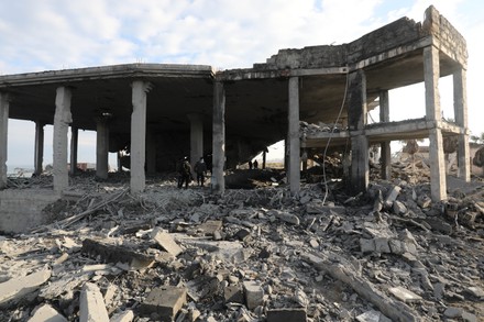 Palestinians Inspect Destroyed Site After Being Editorial Stock Photo ...