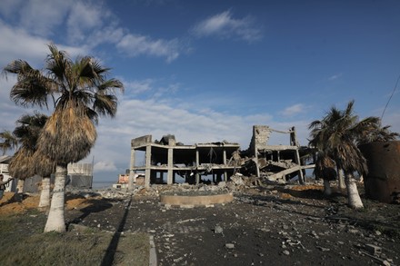 Palestinians Inspect Destroyed Site After Being Editorial Stock Photo ...